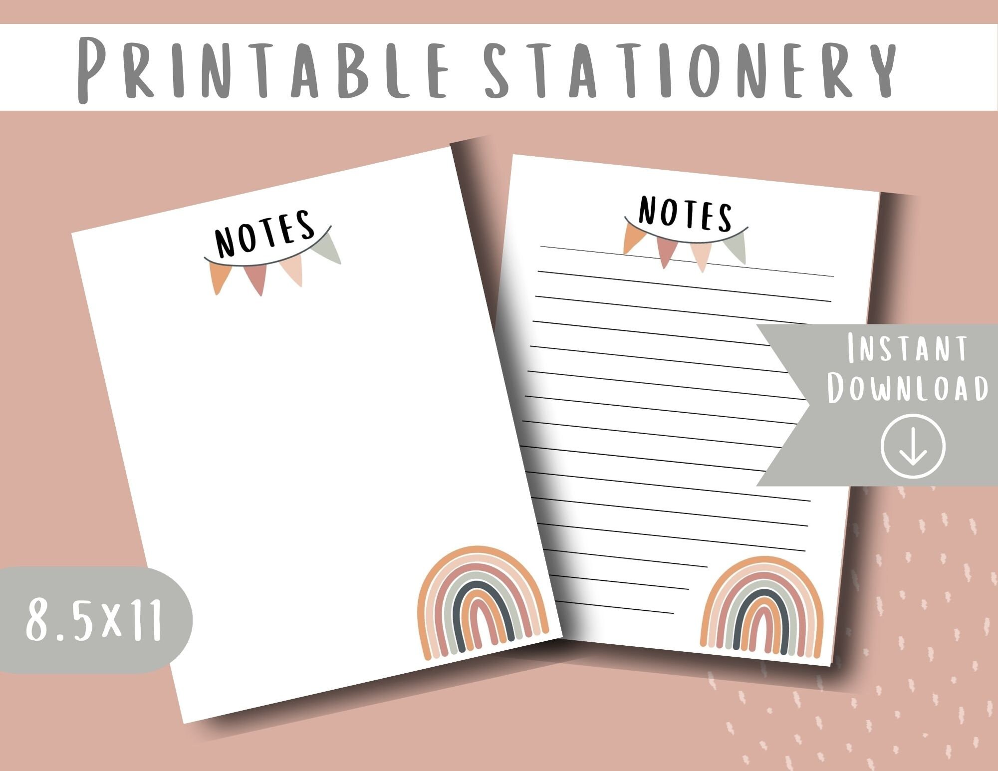 Printable Stationery | Boho Rainbow | Notepad Paper | Printable Kids ...