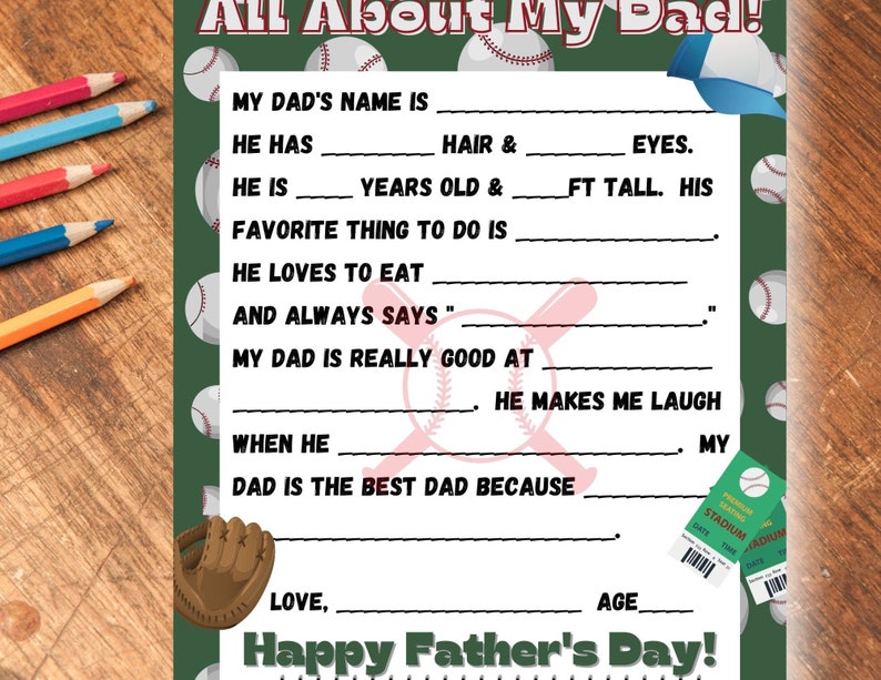 Father's Day Printable | All About My Dad | Father's Day Gift | Dad ...