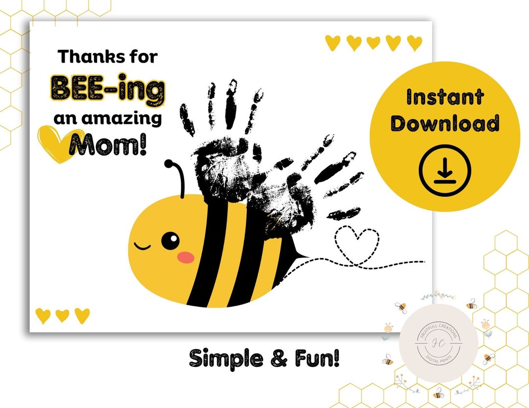 Mother's Day Bee Handprint Art: Keepsake Card (digital Download) - Etsy