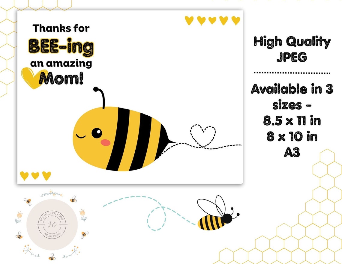 Mother's Day Bee Handprint Art: Keepsake Card (digital Download) - Etsy