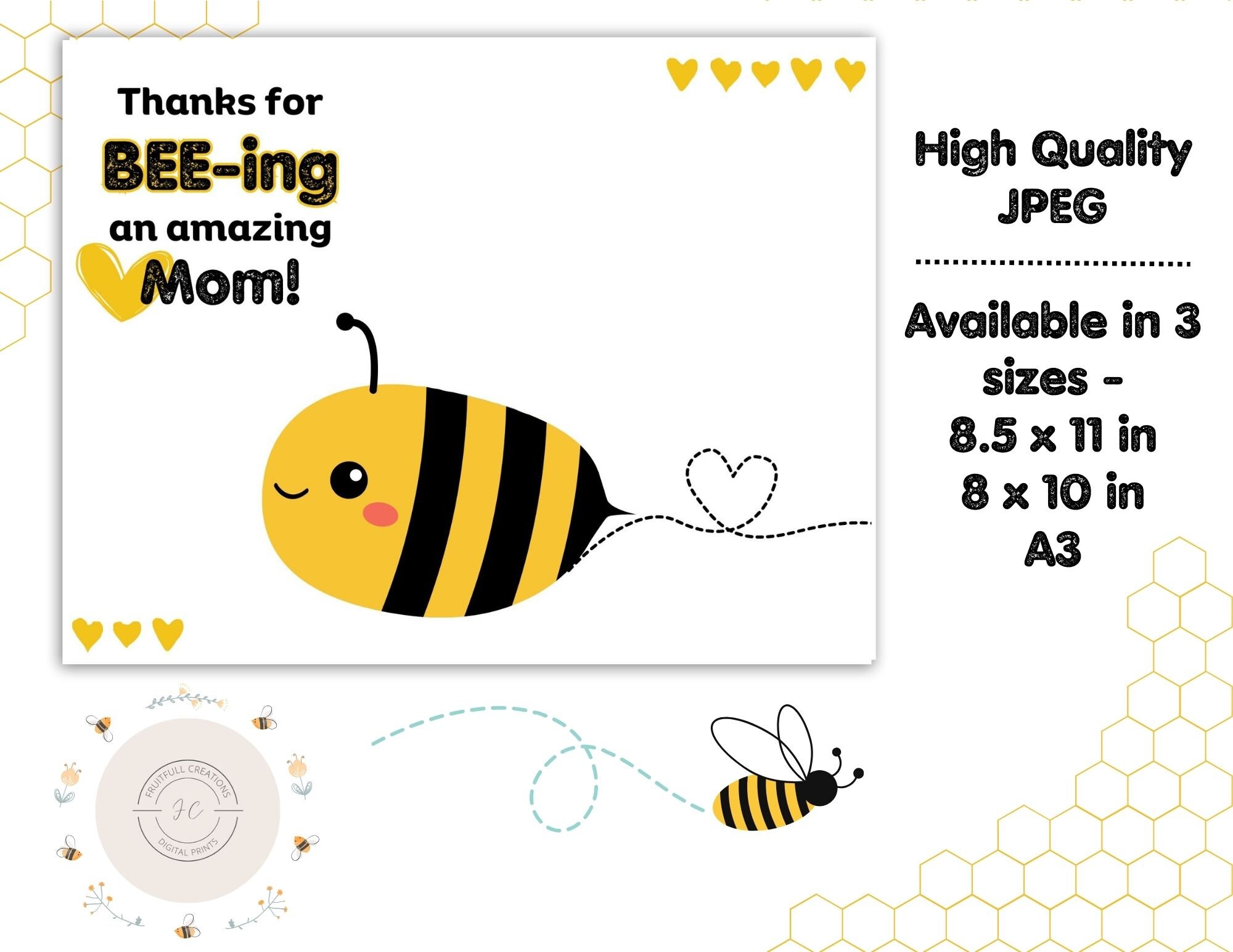 Mother's Day Bee Handprint Art: Keepsake Card (digital Download) - Etsy