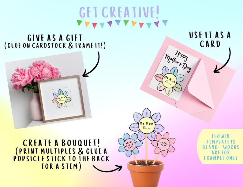 Printable Mother's Day Flower Craft: Kids Coloring Activity (PDF ...