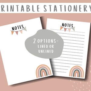 Printable Stationery Boho Rainbow Notepad Paper - Etsy