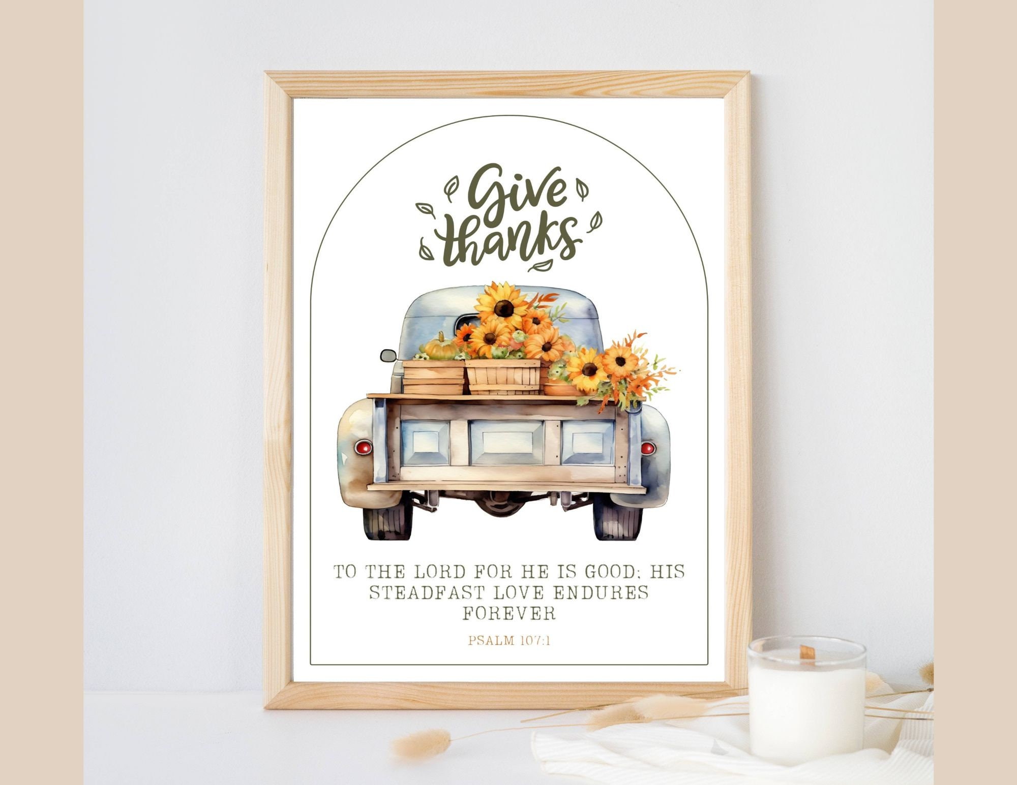 Fall Scripture Printable Autumn Wall Art Decor Thanksgiving Psalm 107 ...