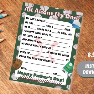 Father's Day Printable | All About My Dad | Father's Day Gift | Dad ...