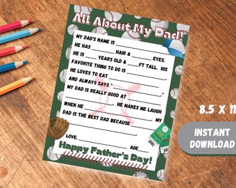 Father's Day Printable | All About My Dad | Preschool Father's Day Gift ...
