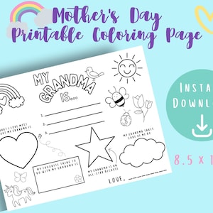 Mother's Day Printable | Printable Coloring Page | Grandma Birthday ...