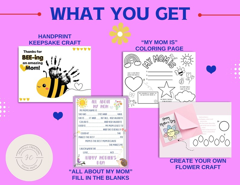 Mother's Day Printable Activity Bundle: Handprint Craft, Coloring Page ...