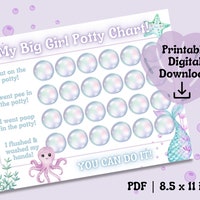 Mermaid Potty Chart for Girls Toilet Training Chart Kids Potty Chart ...