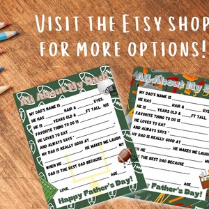 Father's Day Printable | All About My Dad | Father's Day Gift | Dad ...