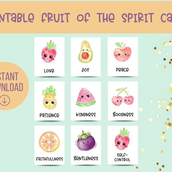 Printable Fruit of the Spirit Cards Kids Scripture Cards Memorization ...