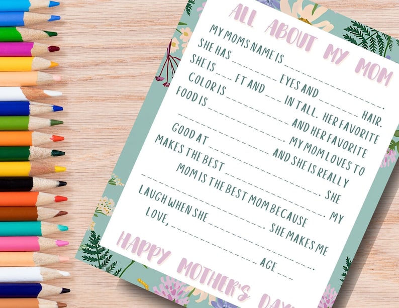 All About My Mom Printable Questions: Mother's Day Activity (PDF ...