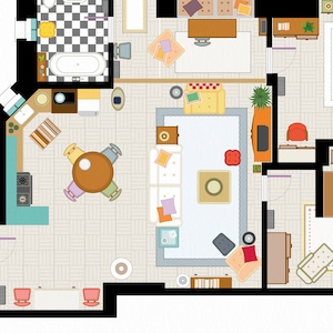 FRIENDS TV Show Floor Plan: Monica, Rachel, Chandler, Joey, Apartment ...
