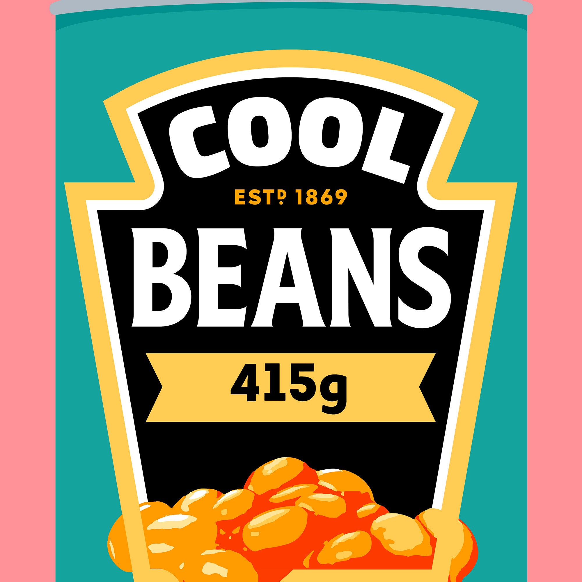 Cool Beans 5x7/8x10/a6/a5/a4/a3/a2/a1, Kitchen Pink Art Print, Eclectic ...