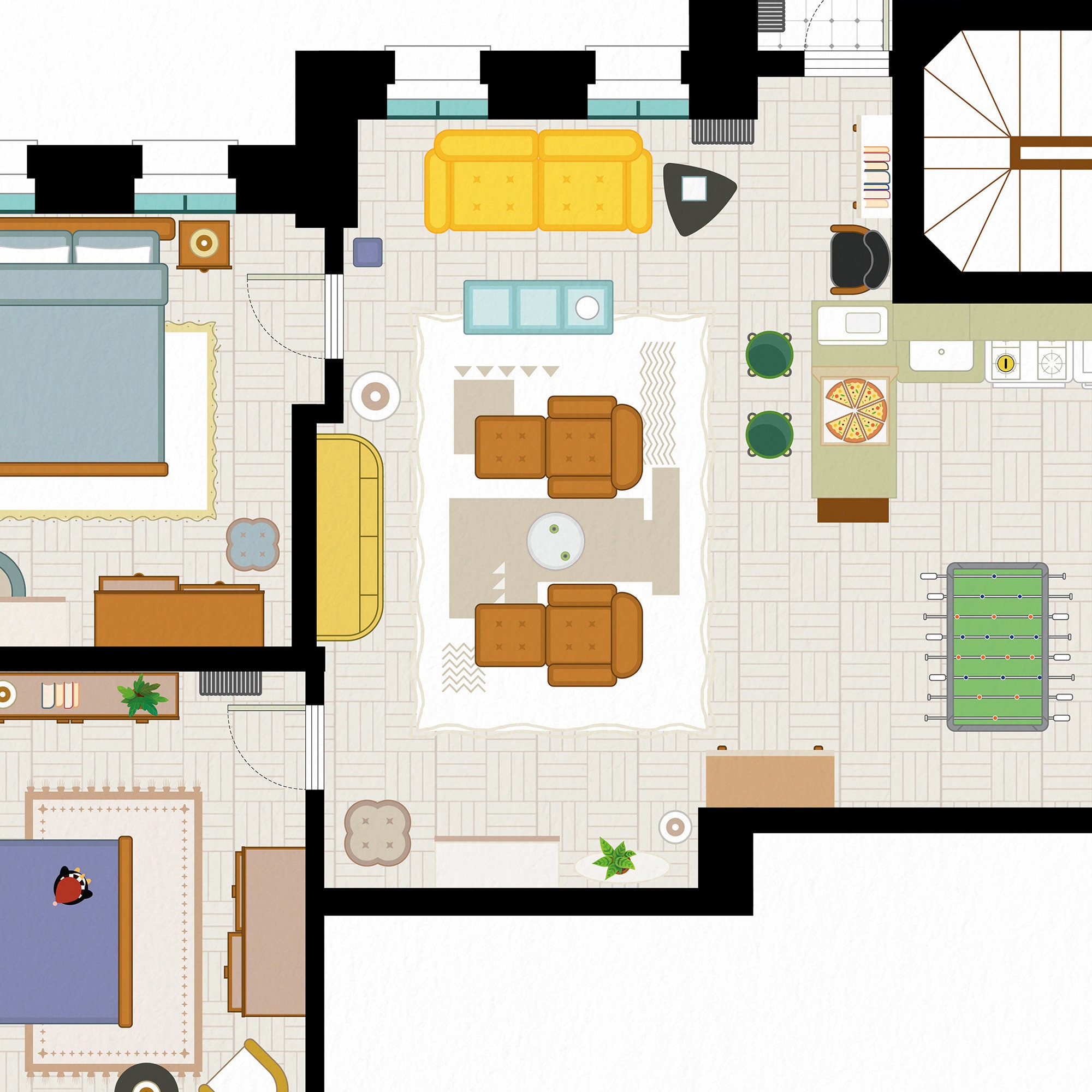 FRIENDS TV Show Floor Plan: Monica, Rachel, Chandler, Joey, Apartment ...