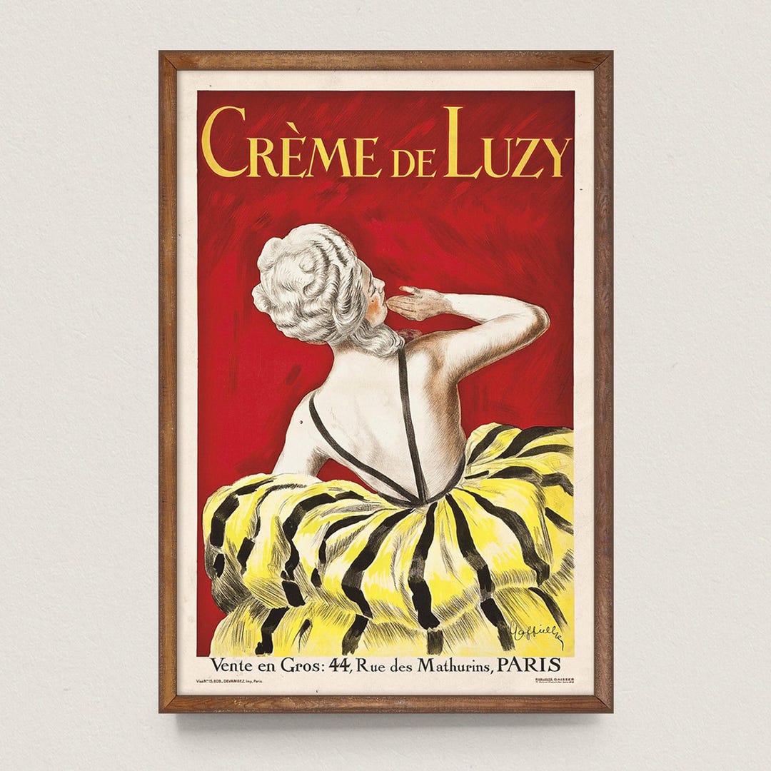 Vintage French Art Print De Luzy Red Paris Poster Antique Beauty ...