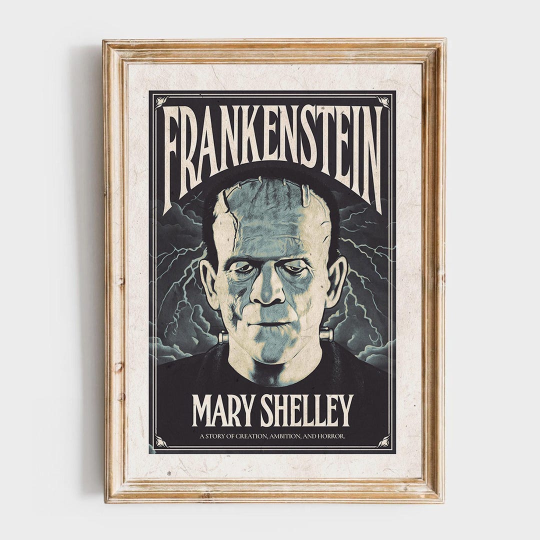 Frankenstein Horror Poster Mary Shelley Gothic Book Cover Wall Art ...