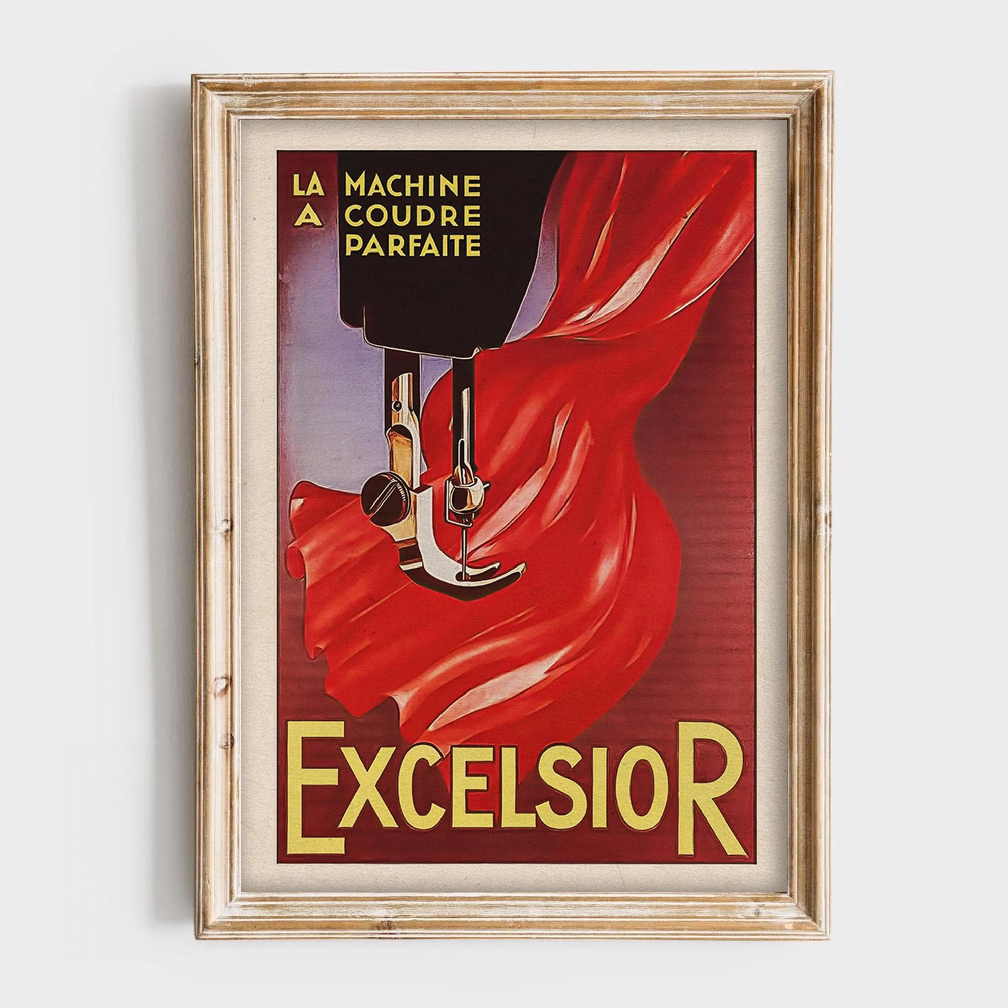 Excelsior Sewing Machine Poster Vintage Advertising Wall Art Digital ...