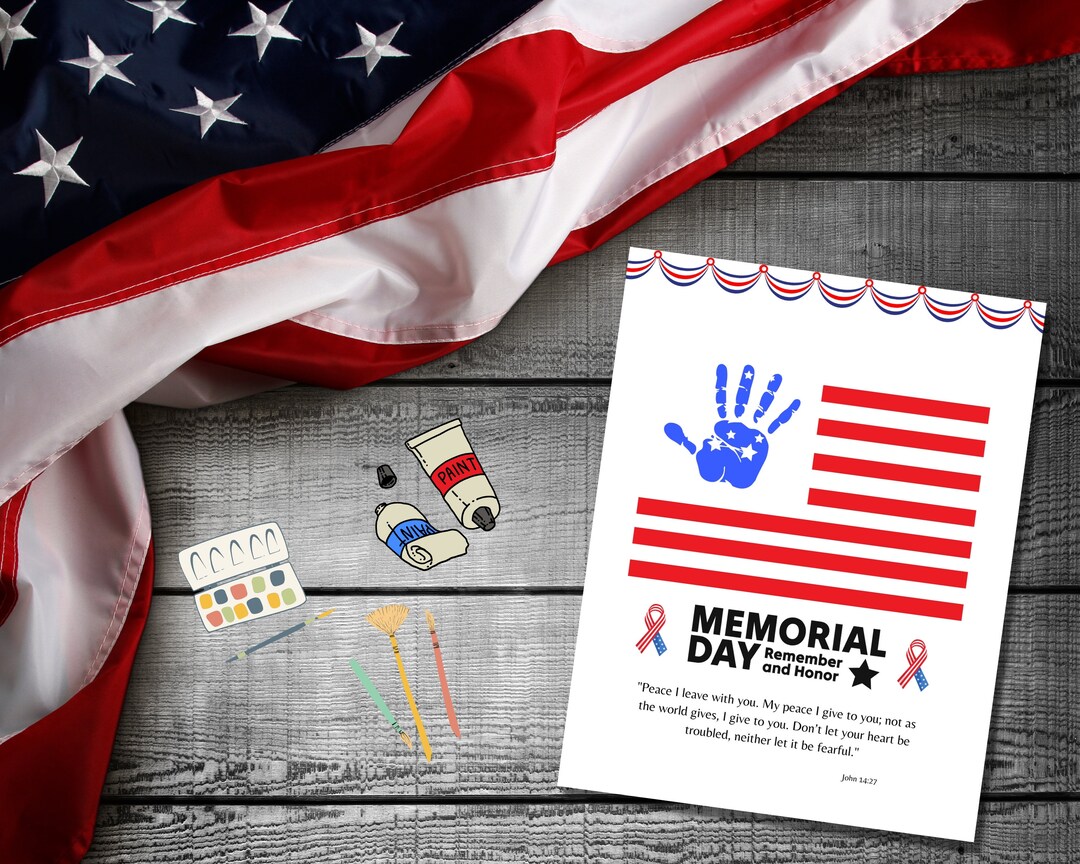 Faith-based Memorial Day Handprint Craft, Printable Handprint Craft ...