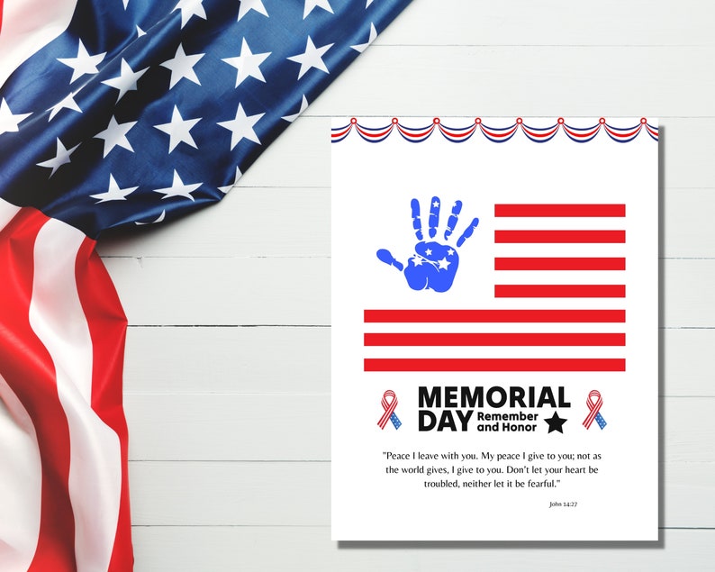 Faith-based Memorial Day Handprint Craft, Printable Handprint Craft ...