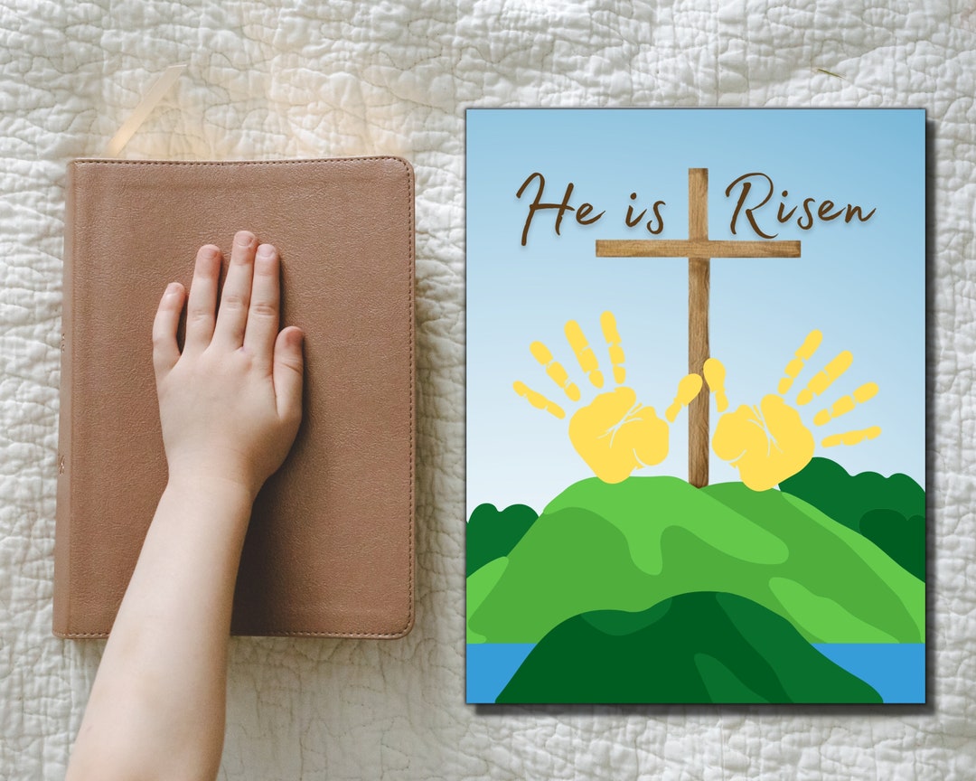 He is Risen Printable Handprint Keepsake, Easter Christian Kids Craft ...