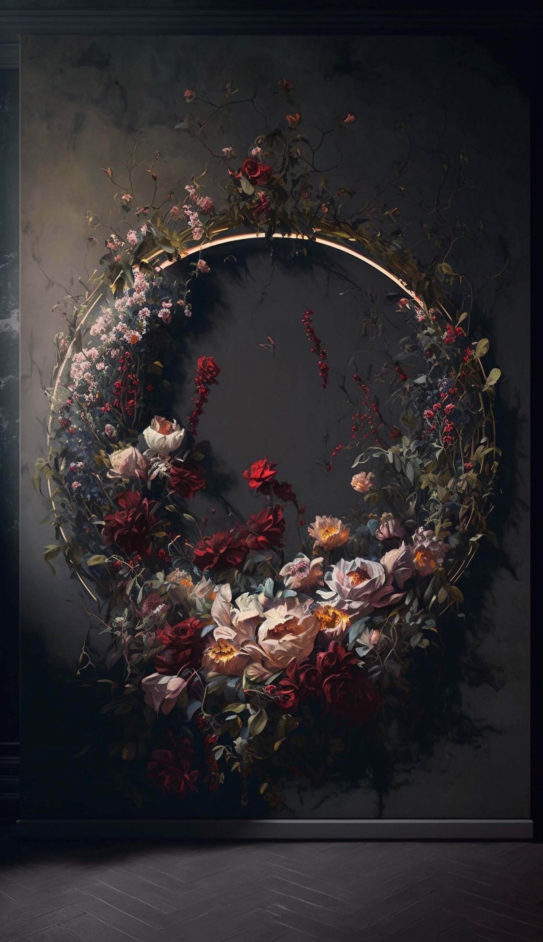 Floral Ring Digital Backdrop, Oil Paint Digital Backdrop, Floral Circle ...