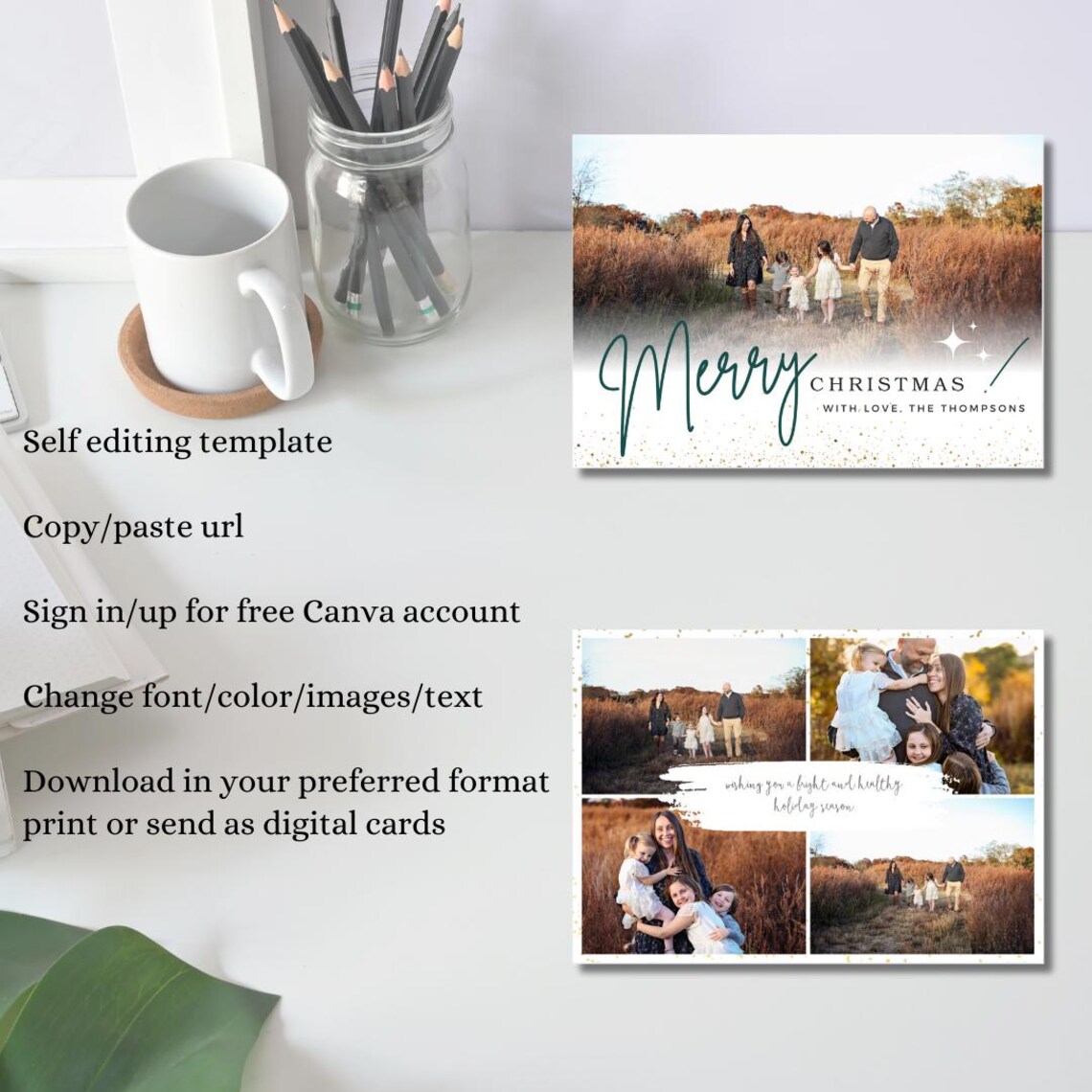Christmas Card Template/photo Christmas Card/custom Christmas Card ...