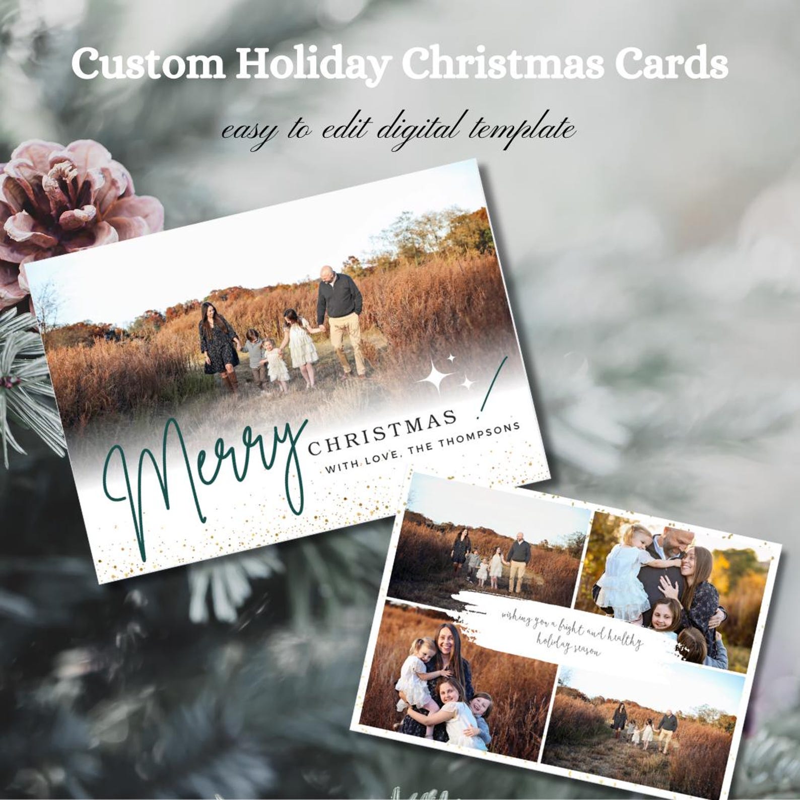 Christmas Card Template/photo Christmas Card/custom Christmas Card ...