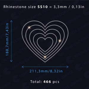 Hotfix Rhinestone Template Ss10 Svg Digital File Rhinestone Heart ...