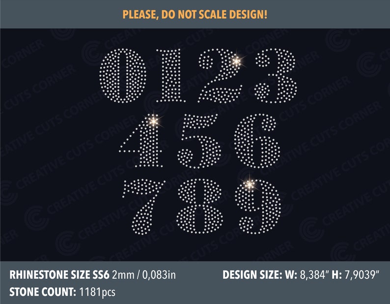 Rhinestone Number Svg File for Cricut Design Rhinestone Template Ss6 ...