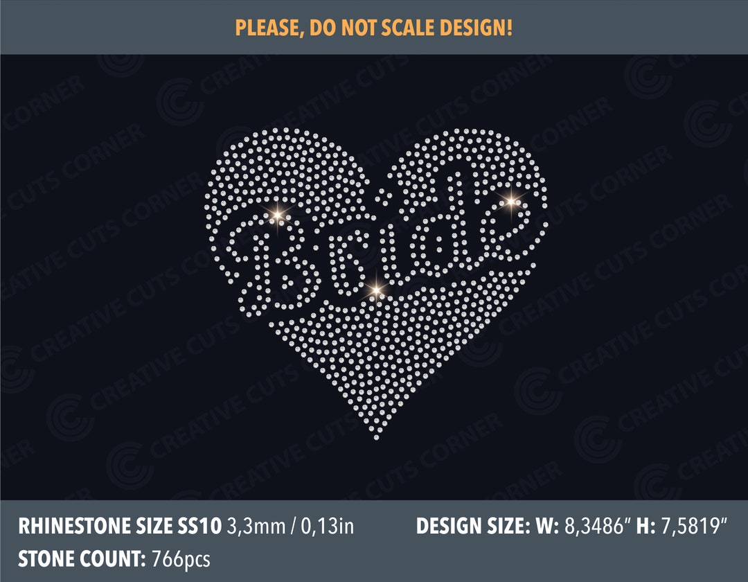 Rhinestone Heart Template Sign Svg File for Cricut Rhinestone Template ...