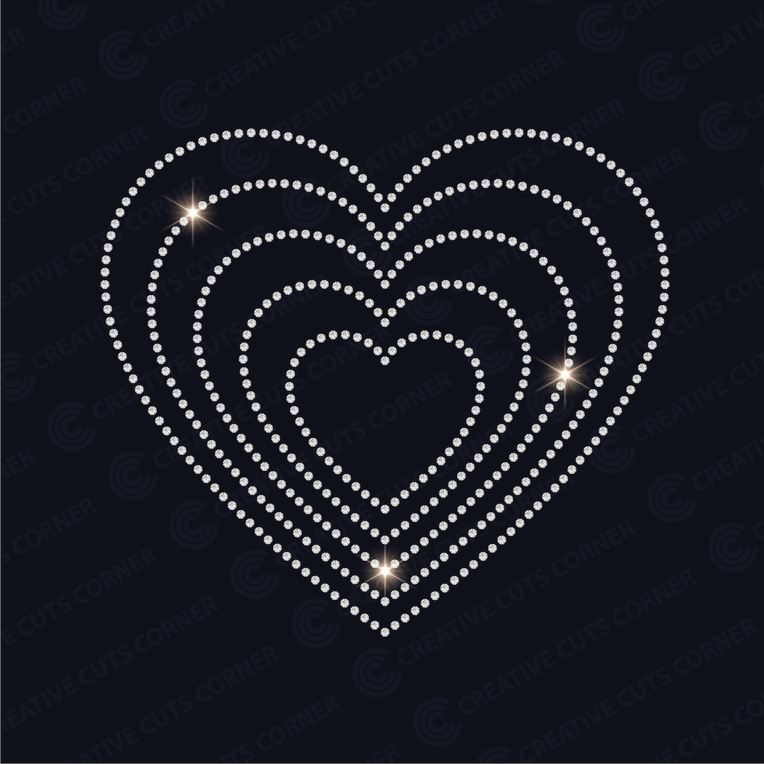 Hotfix Rhinestone Template Ss10 Svg Digital File Rhinestone Heart ...