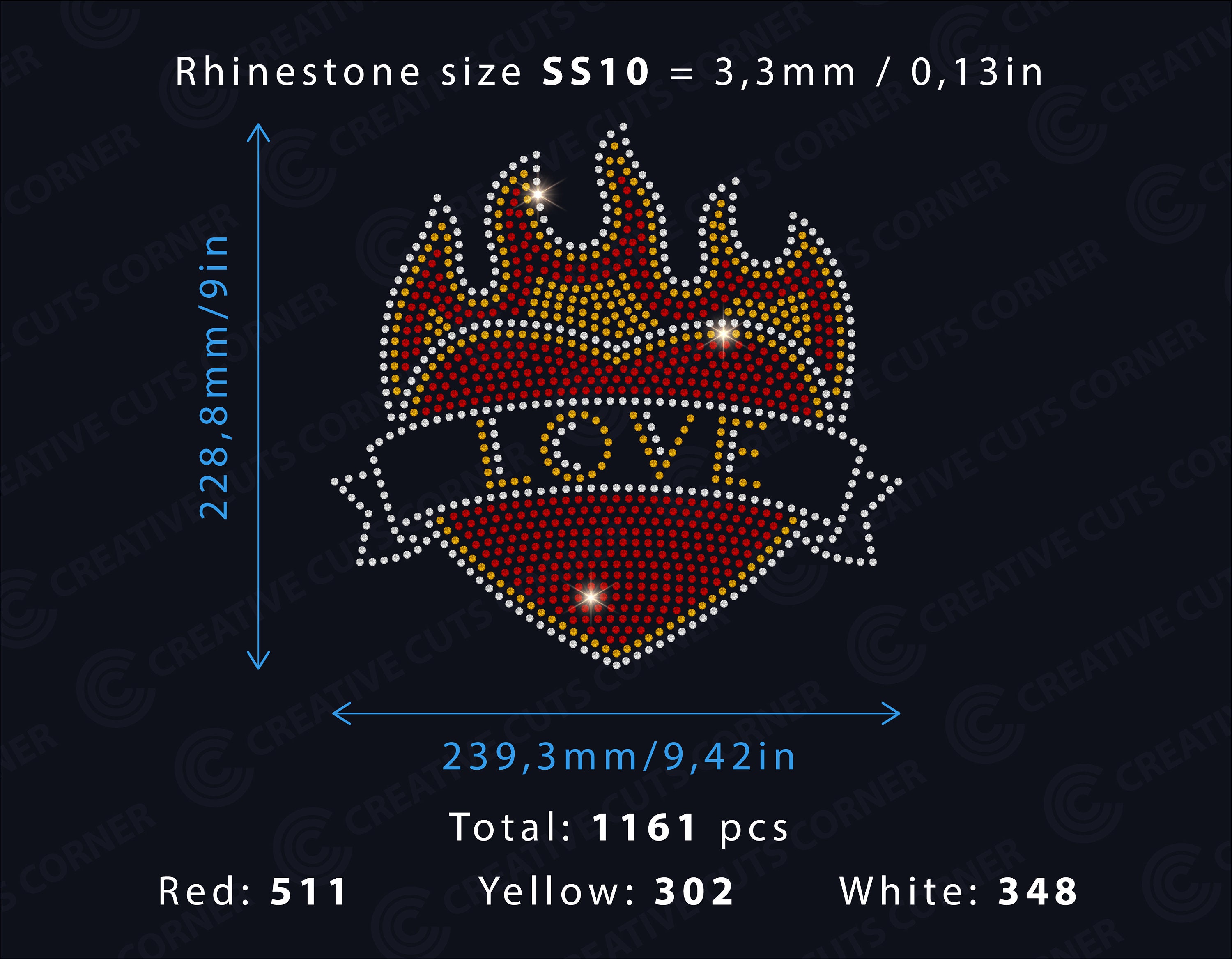 Hotfix Rhinestone Template Ss10 Svg Digital File Rhinestone Heart ...