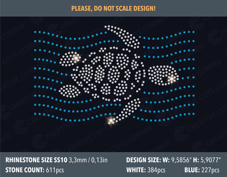 Turtle Rhinestone Template Ss10 Svg Digital File Rhinestone Sea ...