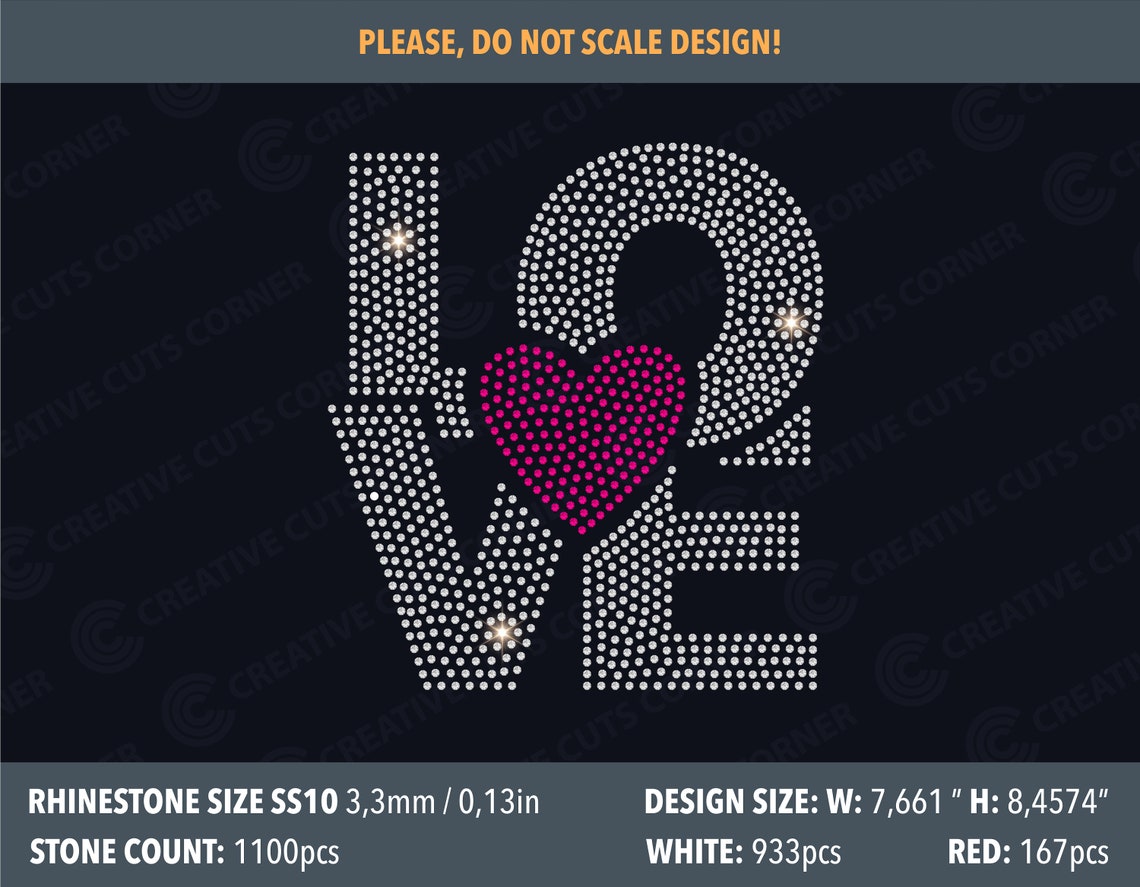 Love Word Rhinestone Template for Cricut Digtal File Svg Rhinestone for ...