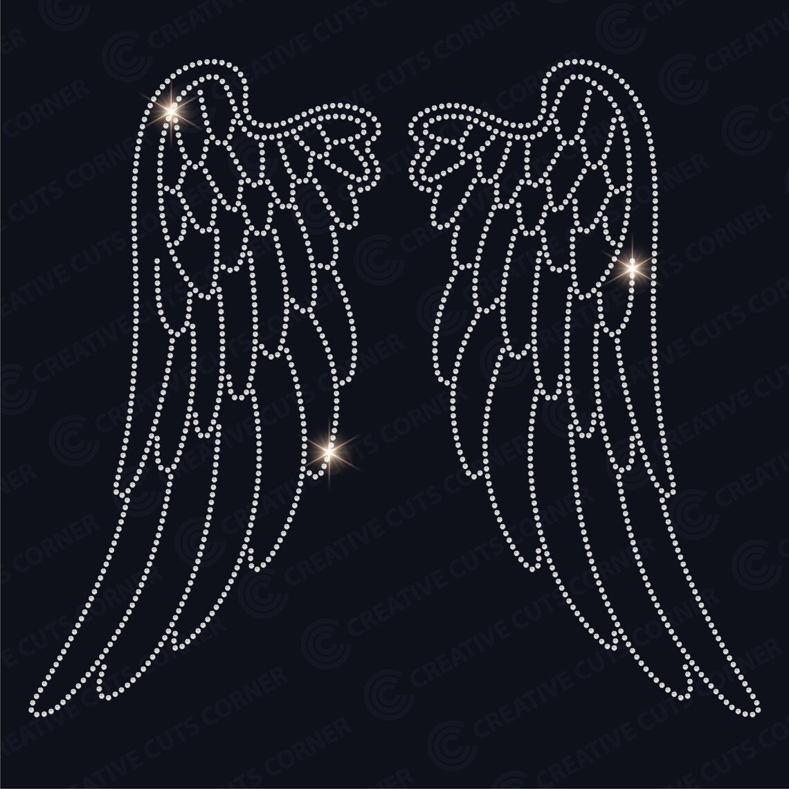 Wings Rhinestone Template Svg File for Cricut Cut File Rhinestone Ss6 ...