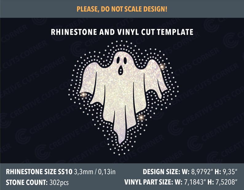 Ghost Rhinestone Template Ss10 Svg Digital File Vinyl Rhinestone Sign ...