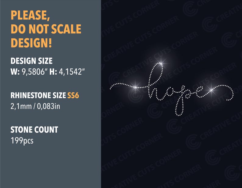 Hope Rhinestone Template Svg File for Cricut Design Rhinestone Template Ss6 Cricut Svg ...