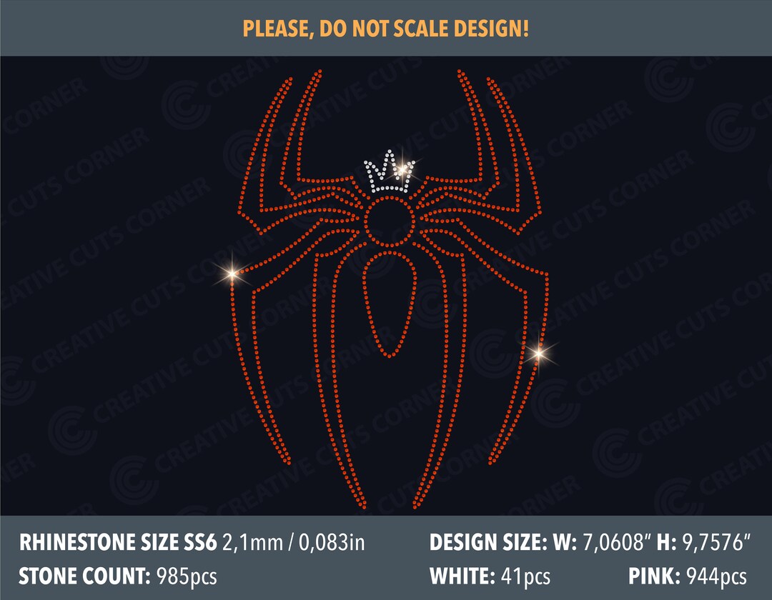 Hotfix Rhinestone Template Ss6 Svg Digital File Rhinestone Spider ...