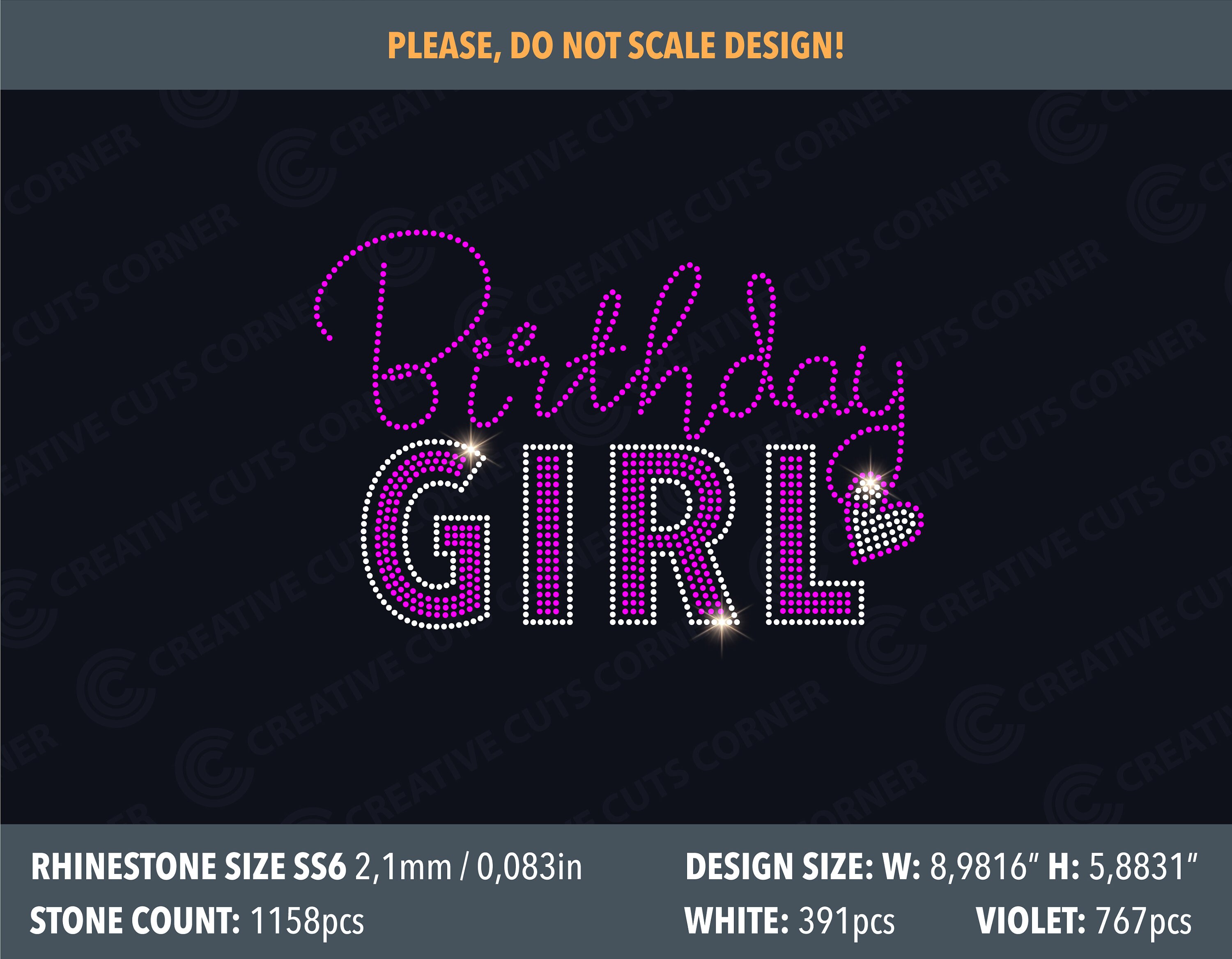 Birthday Girl Rhinestone Template Ss6 Svg Digital File Rhinestone Bday ...