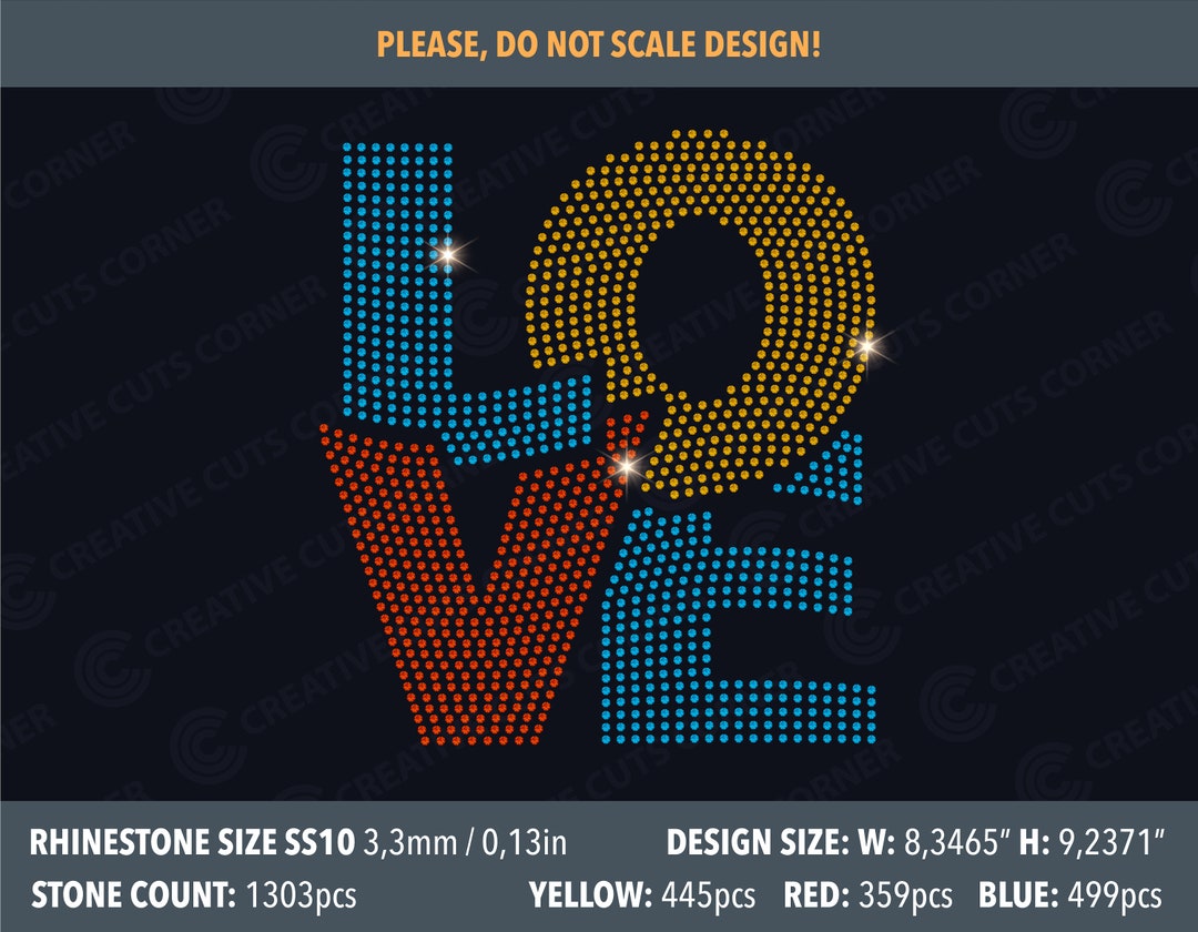 Rhinestone Transfer Svg File Love Rhinestone Template Svg Cut File for ...