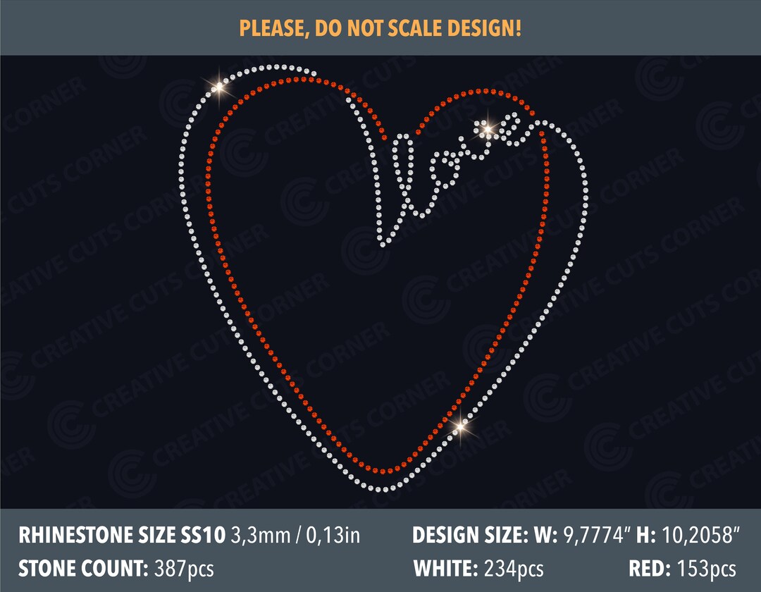 Rhinestone Template Heart Love Svg File for Cricut Rhinestone Template ...