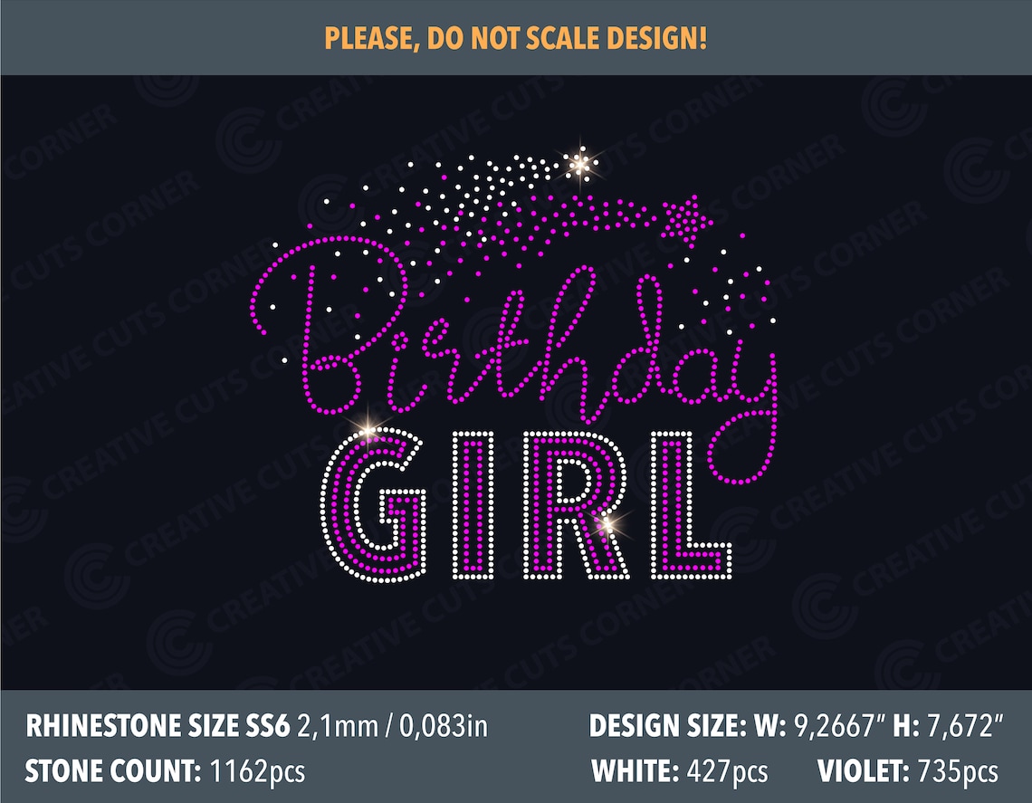 Birthday Girl Rhinestone Design Svg File Rhinestone Ss6 File for Cricut ...