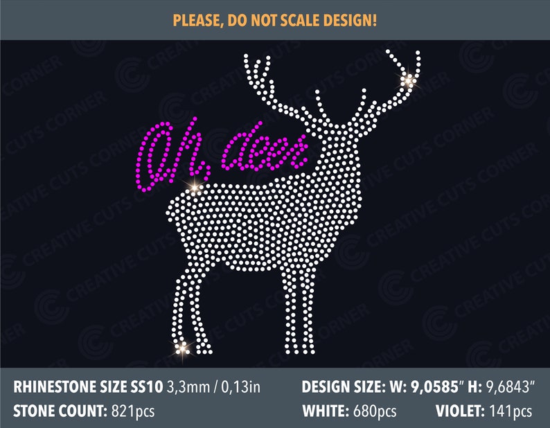 Oh Deer Rhinestone Template Svg File for Cricut Cut File Rhinestone ...