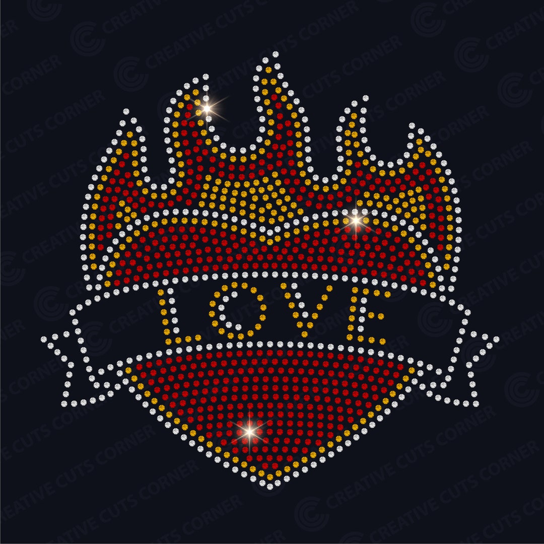 Hotfix Rhinestone Template Ss10 Svg Digital File Rhinestone Heart ...
