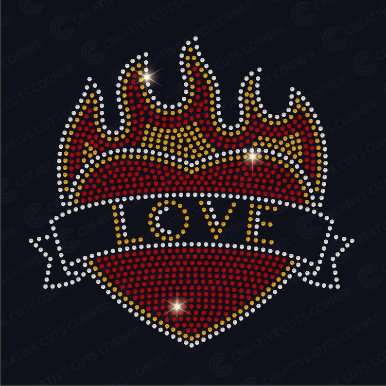 Hotfix Rhinestone Template Ss10 Svg Digital File Rhinestone Heart ...