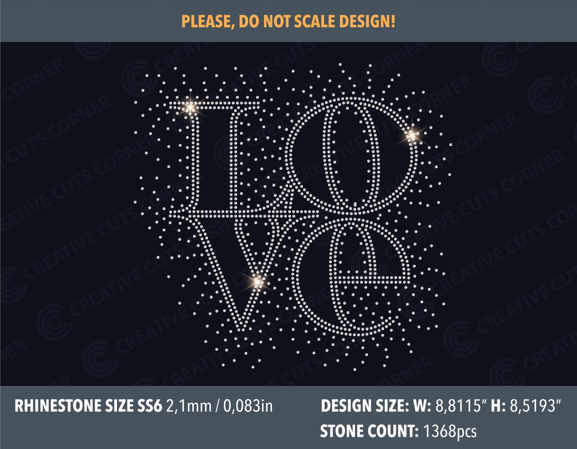Love Word Rhinestone Template for Cricut Instant Download Svg ...