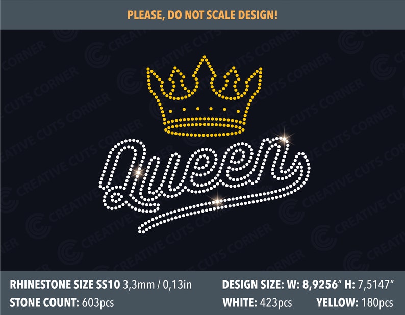 Queen Rhinestone Template Svg File for Cricut Rhinestone Template Ss10 ...