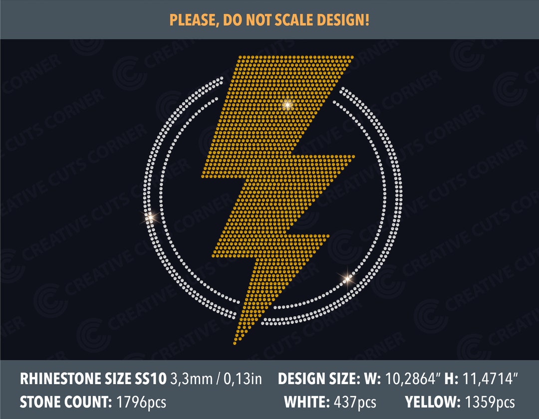 Hotfix Rhinestone Template Ss10 Svg Digital File Rhinestone Bolt ...