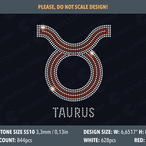 Taurus Rhinestone Template Svg File for Cricut Zodiac Sign Rhinestone ...